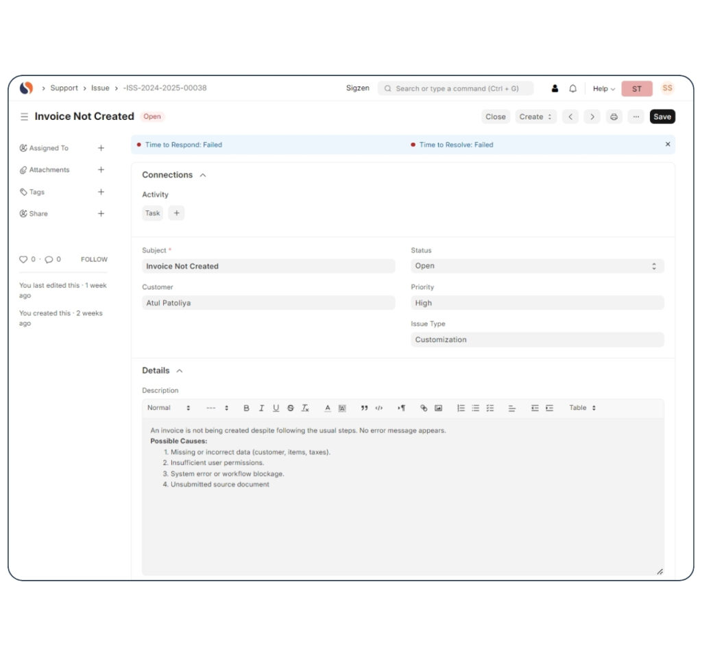 Expert ERPNext Support Solutions | Sigzen Technologies